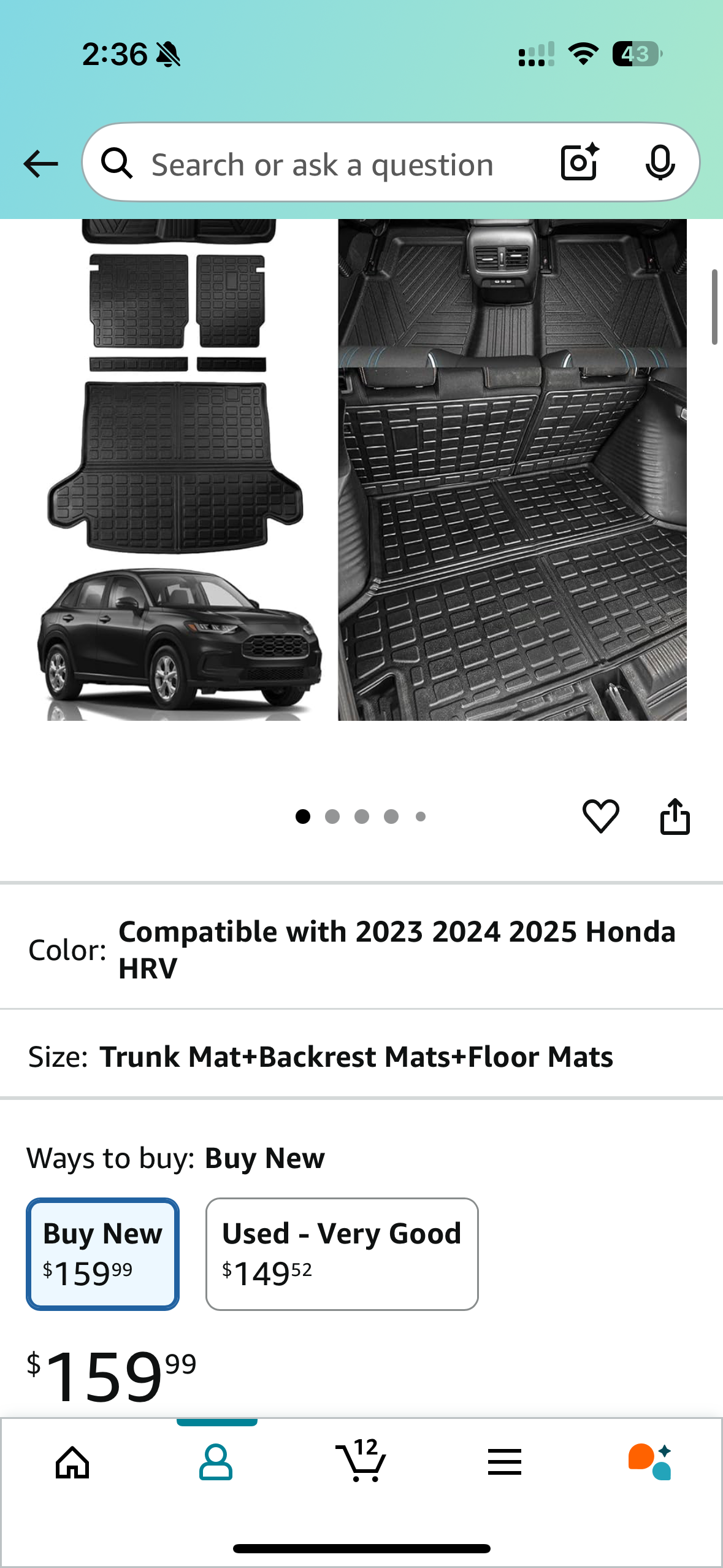 2023이후 HRV (신형) all weather protector floor mat, trunk mat, (full set ...